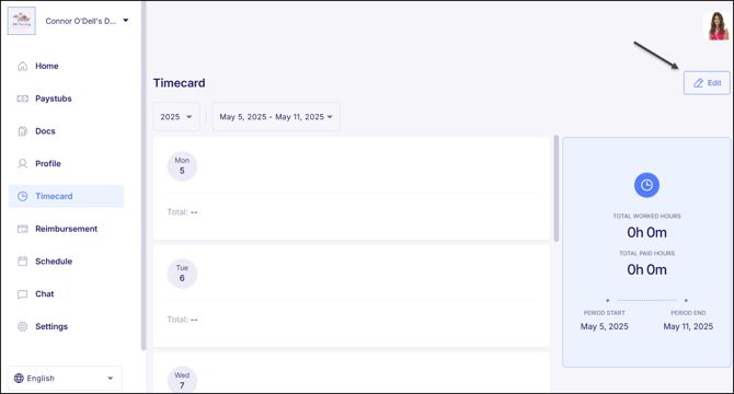 ESS Hub - Editing Timecards